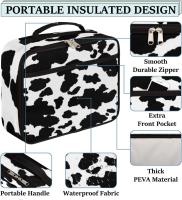 China Multi Functional Waterproof Fabric Cow Printed Lunch Bag With Handle for sale