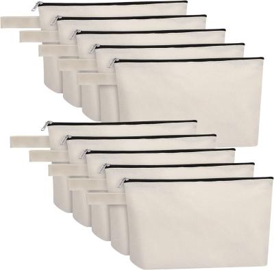 China Cotton Canvas Makeup Bag with Bottom 10.24x2.17x5.51 Inches Multi-Purpose Cosmetic Bag with Zipper for sale