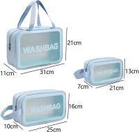 China Clear Toiletry Bag 3 PCS Set Transparent Travel Cosmetic Wash Bags 12.2x8.3x4.3 Inch Waterproof for sale