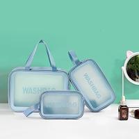 China Clear Toiletry Bag 3 PCS Set Transparent Travel Cosmetic Wash Bags 12.2x8.3x4.3 Inch Waterproof for sale