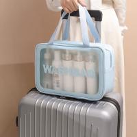 China Clear Toiletry Bag 3 PCS Set Transparent Travel Cosmetic Wash Bags 12.2x8.3x4.3 Inch Waterproof for sale