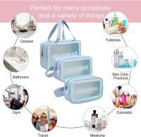 China Clear Toiletry Bag 3 PCS Set Transparent Travel Cosmetic Wash Bags 12.2x8.3x4.3 Inch Waterproof for sale
