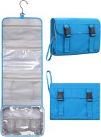 China Blue Waterproof Cosmetic Bag 11.4x7.9x2 Inches Large Capacity Makeup Storage Organizer for Bathroom Shower for sale