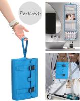 China Blue Waterproof Cosmetic Bag 11.4x7.9x2 Inches Large Capacity Makeup Storage Organizer for Bathroom Shower for sale