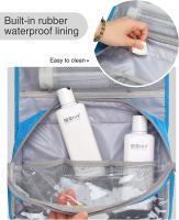 China Blue Waterproof Cosmetic Bag 11.4x7.9x2 Inches Large Capacity Makeup Storage Organizer for Bathroom Shower for sale