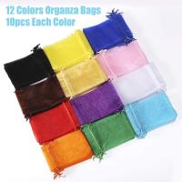 China Mixed Color 4x6 Inches Drawstring Organza Jewelry Pouches for Wedding Party Christmas Gift Bags for sale