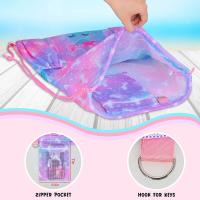 China Custom Mesh Drawstring Backpack with Zipper Pocket Waterproof Beach Gym Bag 12x16 Inch for sale