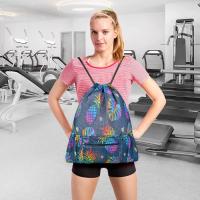 China Mesh Drawstring Bag with Zipper Pocket 38x50cm Lightweight Gym Storage Beach Bag for Adults Kids for sale