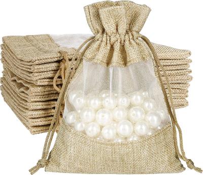 China Natural Burlap Drawstring Gift Bags 5x7 Inches 12 Pack for Wedding Party Favor Candy Jewelry Pouches for sale