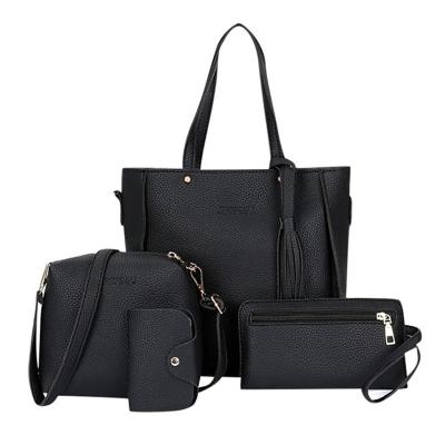 China 4 Piece PU Leather Crossbody Bag Set for Women Shoulder Handbag Clutch Card Wallet 9 Colors for sale