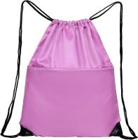 China 210D Nylon Foldable Drawstring Backpack with Zipper Side Pocket 7.76x6.26x1.57 Inches Pink for sale