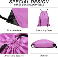 China 210D Nylon Foldable Drawstring Backpack with Zipper Side Pocket 7.76x6.26x1.57 Inches Pink for sale