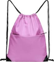 China 210D Nylon Foldable Drawstring Backpack with Zipper Side Pocket 7.76x6.26x1.57 Inches Pink for sale