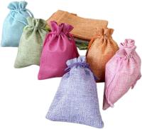 China Burlap Drawstring Gift Bags 7.2 x 5.12 x 2.6 Inch Natural Linen Favor Bags for Wedding Party for sale