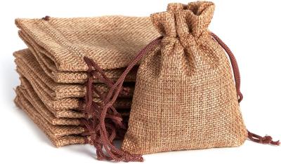 China Natural Burlap Drawstring Bags 4x3 Inch Reusable Jewelry Pouches Craft Gift Bags Bulk for sale