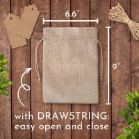 China Natural Burlap Drawstring Gift Bags 6.6x9 Inch with Tags Reusable Bulk for All Occasions for sale