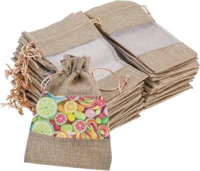 China Natural Burlap Drawstring Gift Bags 3x4 Inch for Wedding Party Favors Cosmetic Samples Mesh Pouch for sale