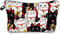 China Lucky Cat Cosmetic Bag Waterproof Travel Makeup Toiletry Organizer 7.3x2x5.1 inch for sale