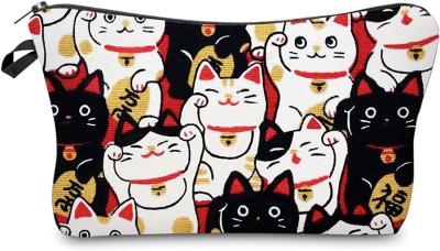 China Lucky Cat Cosmetic Bag Waterproof Travel Makeup Toiletry Organizer 7.3x2x5.1 inch for sale