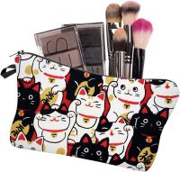 China Lucky Cat Cosmetic Bag Waterproof Travel Makeup Toiletry Organizer 7.3x2x5.1 inch for sale