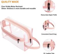 China Pink Clear PVC Toiletry Bag 10x8x6 Inch Waterproof Travel Cosmetic Organizer for Women for sale