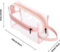 China Pink Clear PVC Toiletry Bag 10x8x6 Inch Waterproof Travel Cosmetic Organizer for Women for sale