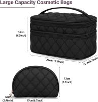 China Double Layer Waterproof Cosmetic Travel Bag 2Pcs Set with Handle Lightweight 0.1kg Polyester Makeup Organizer for sale