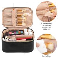 China Large Capacity Travel Makeup Bag Organizer 0.1kg Black Polyester Waterproof Cosmetic Case for sale