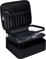 China Large Capacity Black Waterproof Polyester Cosmetic Bag 11x8.6x3.9 Inches for Travel for sale