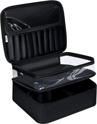 China Large Capacity Black Waterproof Polyester Cosmetic Bag 11x8.6x3.9 Inches for Travel for sale