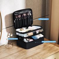 China Large Capacity Black Waterproof Polyester Cosmetic Bag 11x8.6x3.9 Inches for Travel for sale