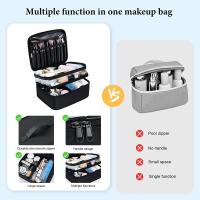 China Large Capacity Black Waterproof Polyester Cosmetic Bag 11x8.6x3.9 Inches for Travel for sale