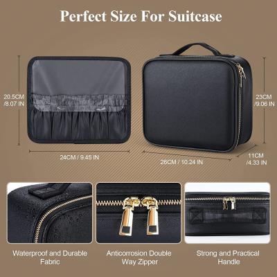 China Travel Makeup Case with Lighted Mirror 3 Color Setting 10.6x9.8x4.6 Inches Cosmetic Train Case for sale