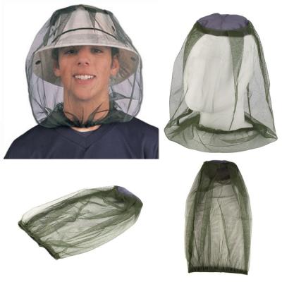 China Outdoor Fishing Cap Anti Mosquito Net Face Protector 45x33cm 30g Nylon Mesh Head Net for Travel Camping for sale