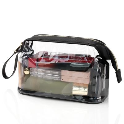 China Large Clear Cosmetic Bag Waterproof PVC Toiletry Pouch 9.4x5.5x6.2 Inch Travel Makeup Organizer for sale