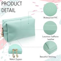 China Waterproof PVC Leather Cosmetic Bag 18x7x11cm Travel Makeup Pouch with Zipper for sale