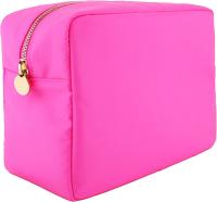 China Large Travel Makeup Bag 28x13x20cm Nylon Cosmetic Pouch for Women Pink for sale