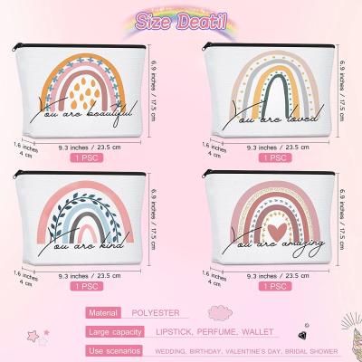 China Canvas Cosmetic Bag Set 4 Piece Inspirational Quotes Waterproof 9.3x6.9x1.6 Inches for sale