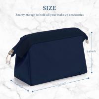 China Customizable Blue Solid Makeup Bag Organizer Zipper Pouch 18.3x13.7x8.6cm Travel Toiletry Bag for sale