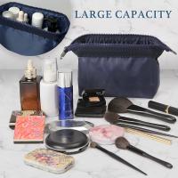 China Customizable Blue Solid Makeup Bag Organizer Zipper Pouch 18.3x13.7x8.6cm Travel Toiletry Bag for sale