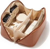 China Large Capacity Cosmetic Bag 9.25x4.13x4.33 Inches Waterproof PU Leather Toiletry Travel Makeup Pouch for sale