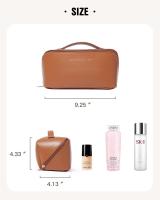 China Large Capacity Cosmetic Bag 9.25x4.13x4.33 Inches Waterproof PU Leather Toiletry Travel Makeup Pouch for sale