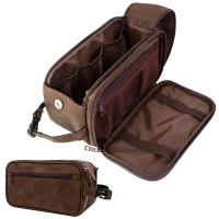 China PU Leather Travel Toiletries Bag 21.5cm Water Resistant Dopp Kit Shaving Organizer for sale