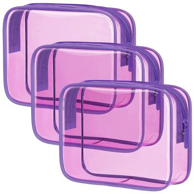 China Clear PVC Toiletry Bag 7.5x5.5 Inch Lightweight Water Resistant Travel Makeup Case with Zipper for sale