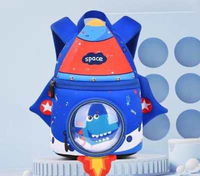 China 3D Neoprene Rocket Shape Children Backpack Lightweight 27x20x11 cm Soft Kindergarten Bag for sale