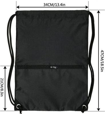 China Recyclable Black Waterproof Drawstring Backpack Bag 0.1kg Custom Logo Durable Polyester for sale