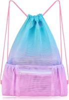 China Mesh Drawstring Bag with Zipper Pocket 18x15 inch for Gym Beach Swimming Gear Storage for sale