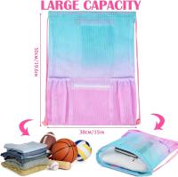 China Mesh Drawstring Bag with Zipper Pocket 18x15 inch for Gym Beach Swimming Gear Storage for sale