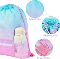 China Mesh Drawstring Bag with Zipper Pocket 18x15 inch for Gym Beach Swimming Gear Storage for sale