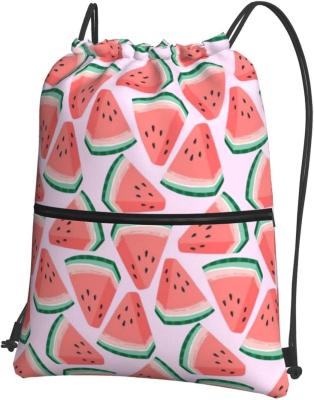 China Watermelon Drawstring Gym Backpack Bag Waterproof For Men Women With Pockets for sale